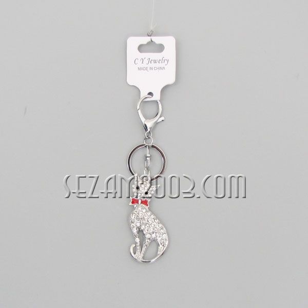 Metal and stone keychain - CAT